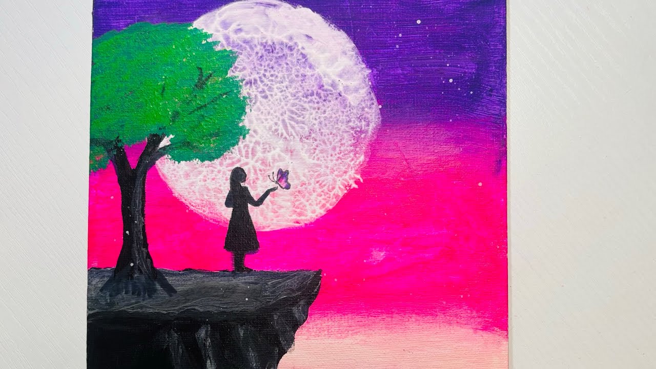 A girl with Butterfly in moonlight || Moonlight girl with butterfly ...