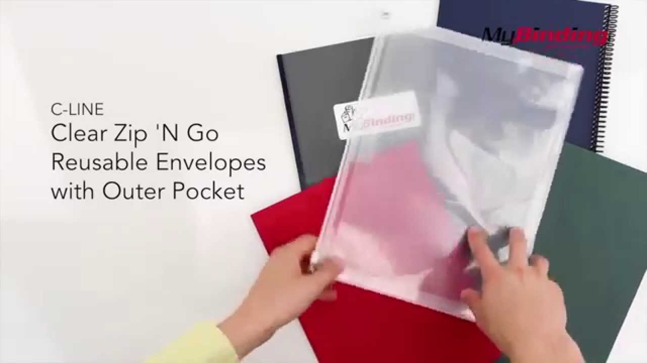 C-Line Clear Zip 'N Go Reusable Envelope with Outer Pocket - YouTube