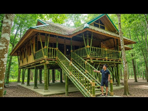 TIMELAPSE: Man builds 2-story bamboo house in 309 days - Start to finish