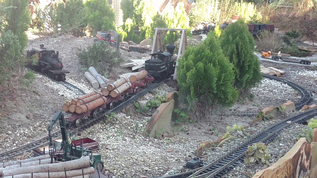 G scale logging trains - YouTube