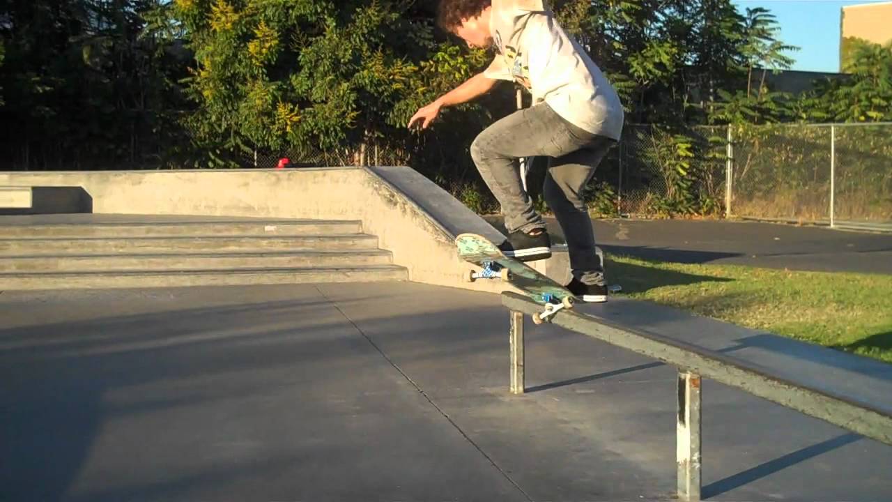 Crooked grind nollie flip out on a rail - Dean-Paul Denniston clip of ...