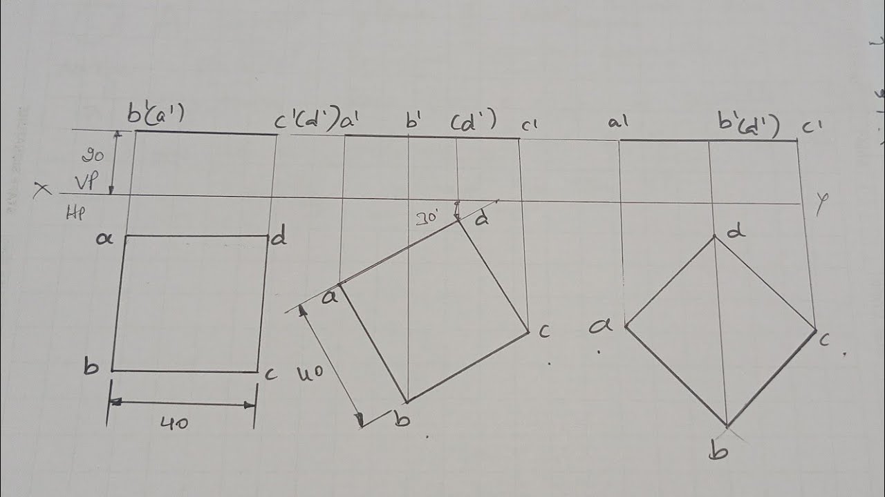 Square plane- Parallel, inclined and perpendicular to VP plane - YouTube