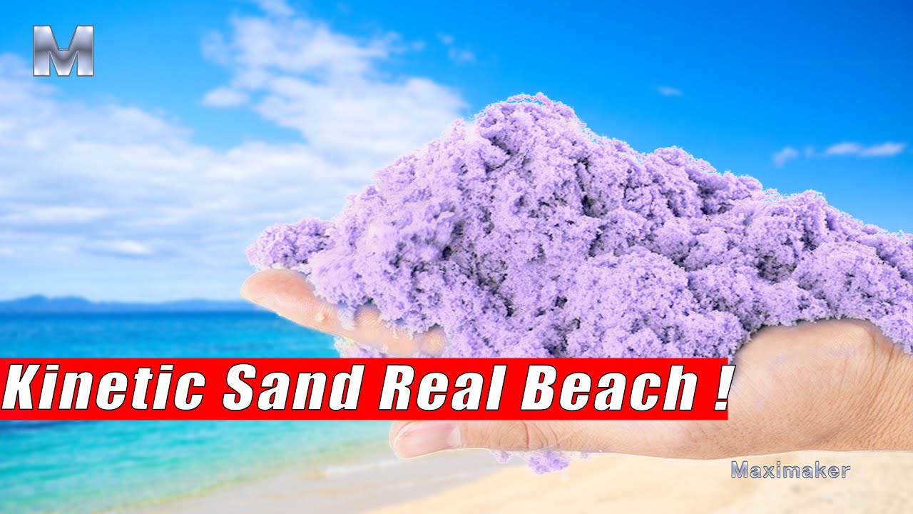 I made Kinetic Sand on the real beach. Make colorful space sand on the ...