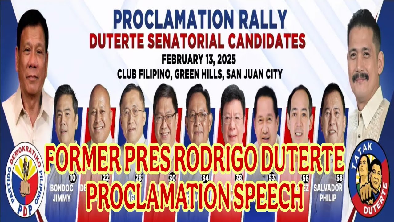 FPRES RODRIGO DUTERTE'S PROCLAMATION SPEECH - PDP LABAN I FEBRUARY 13 ...