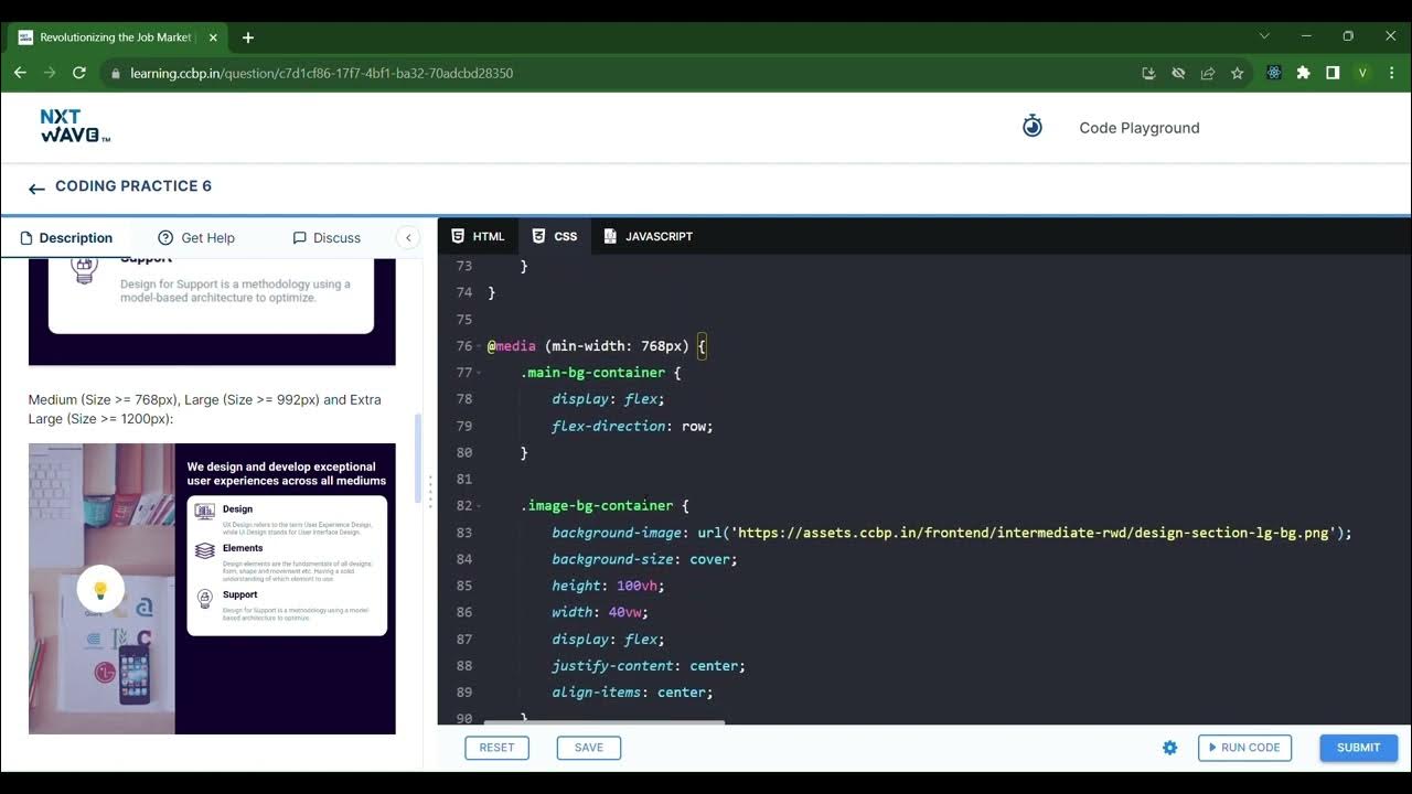 Design Section Coding Practice 6 Css Media Queries Nxtwave Ccbp 4o Youtube