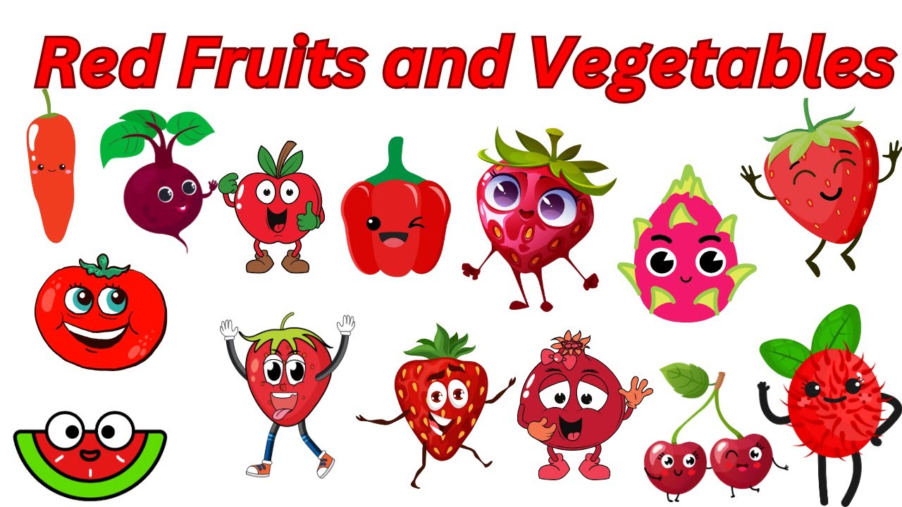 Learn Red fruits and vegetables | Red color fruits and vegetables name ...