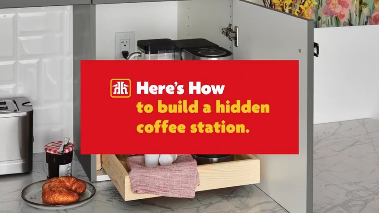 DIY Hidden Coffee Station in Kitchen With Custom Cabinets - YouTube