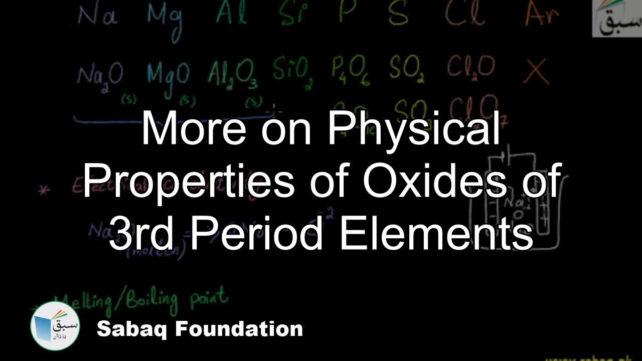 More on Physical Properties of Oxides of 3rd Period Elements, Chemistry ...
