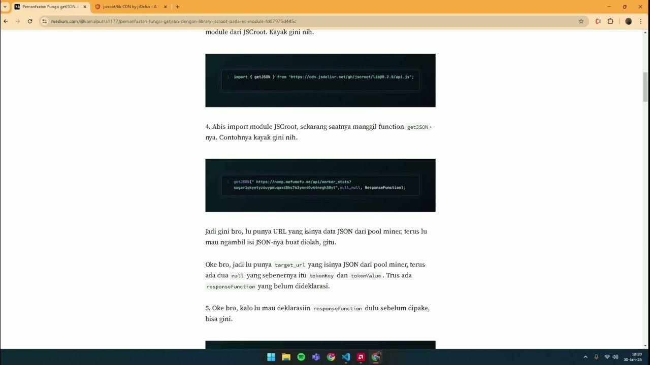 Pemanfaatan fungsi getJSON dengan library JSCroot pada ES Module - YouTube