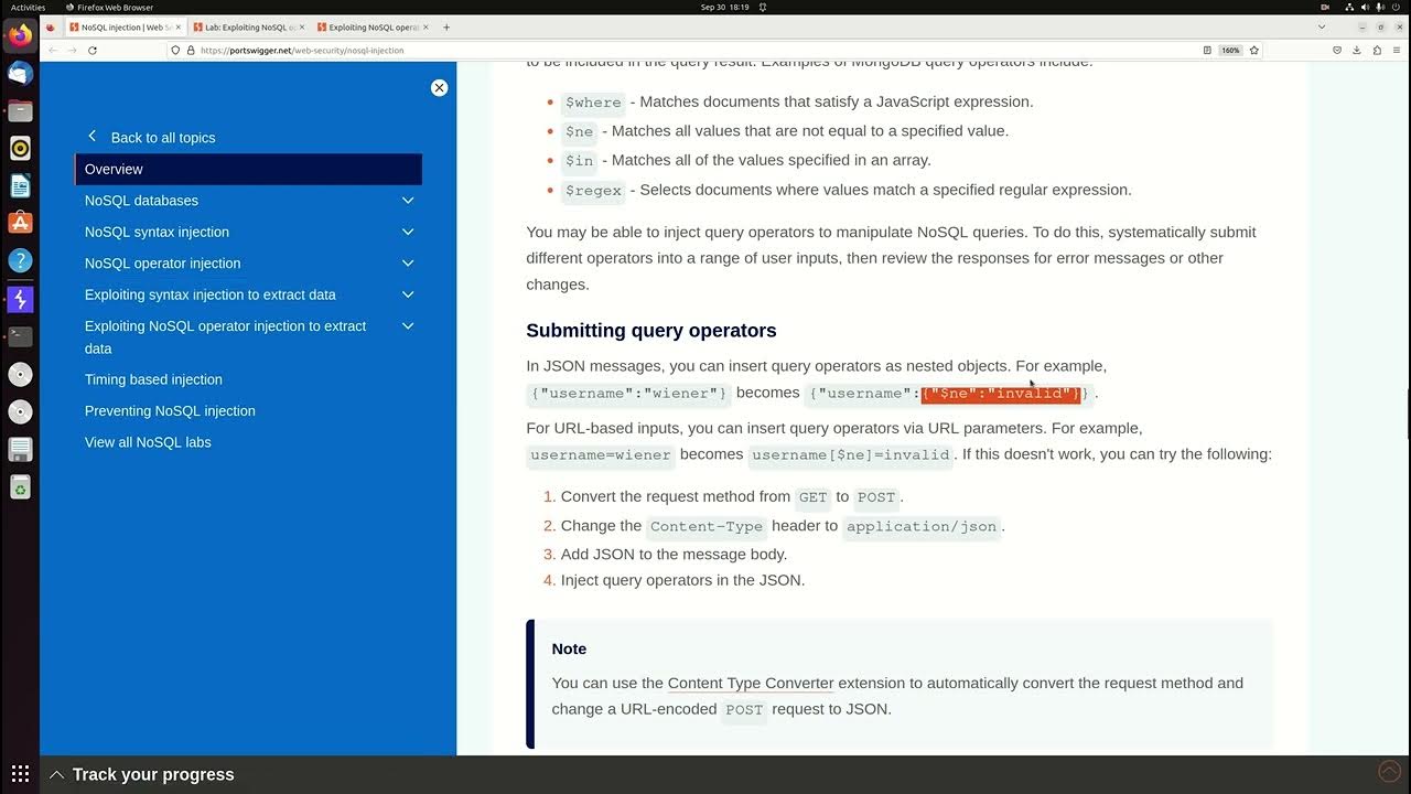 Exploiting Nosql Operator Injection To Bypass Authentication Youtube