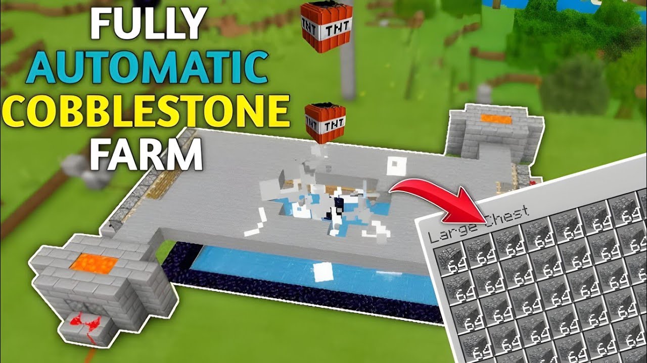 AUTOMATIC COBBLESTONE FARM IN MINECRAFT - YouTube