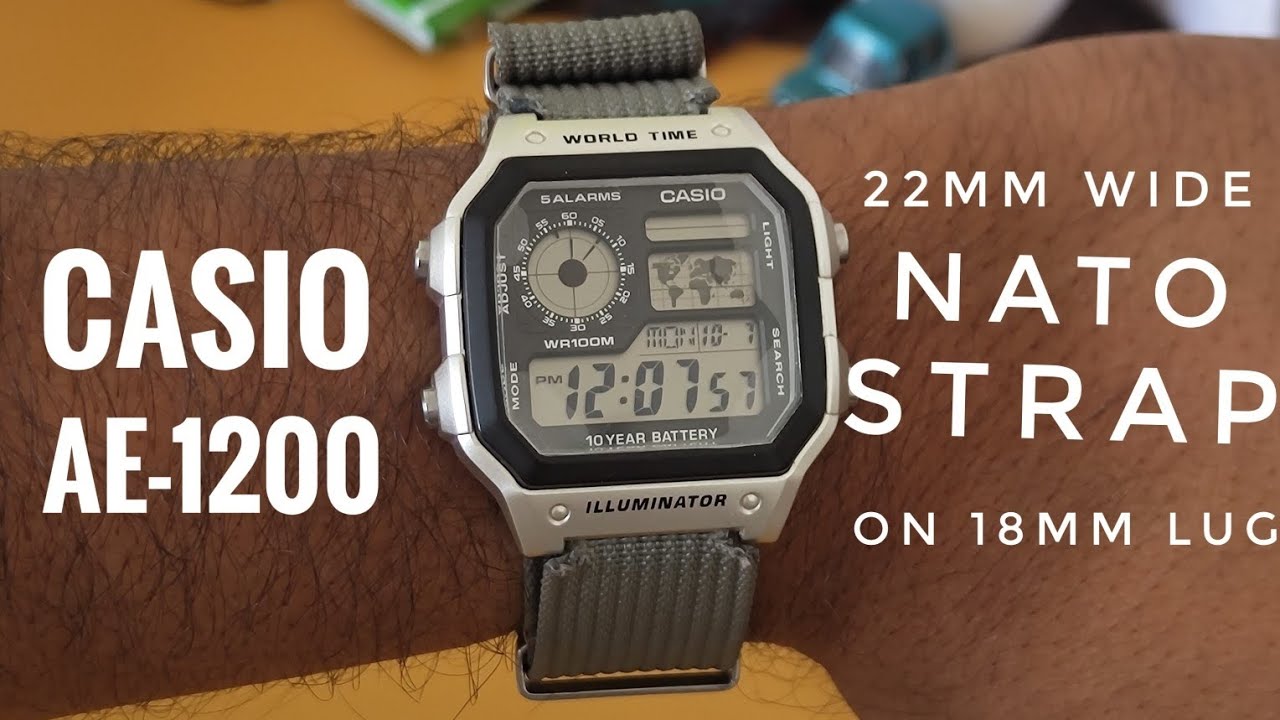 Wide Nato Strap on Casio AE-1200 / AE-1300 | How to fit wider nato ...