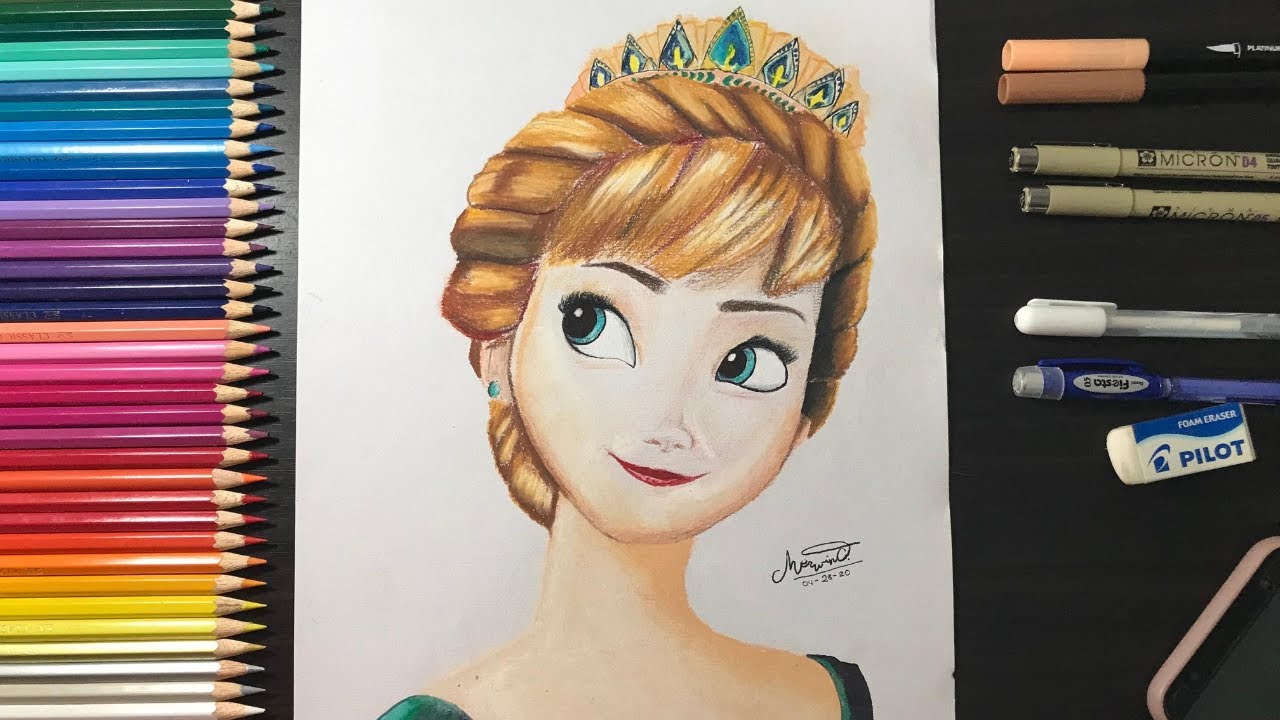 Drawing Queen Anna from Frozen 2 | Merwin_art - YouTube