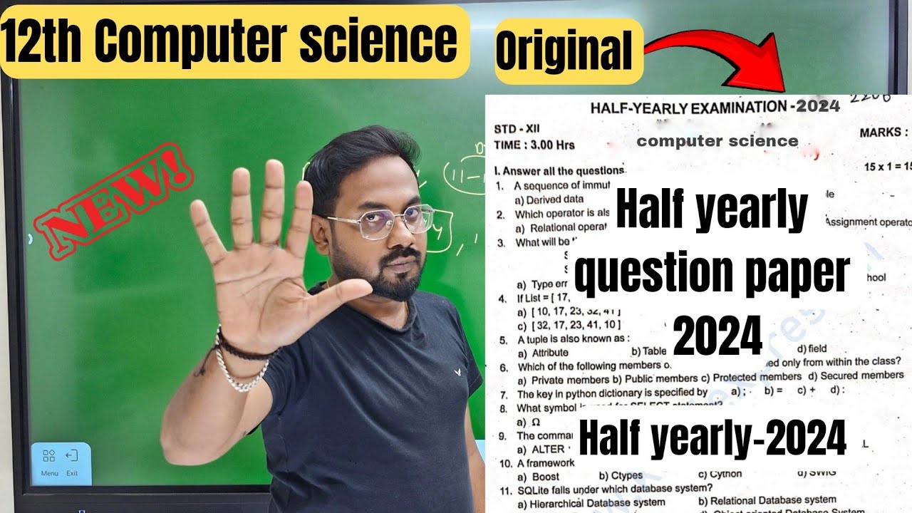 12th Computer science-half yearly question paper 2024|100% sure ...