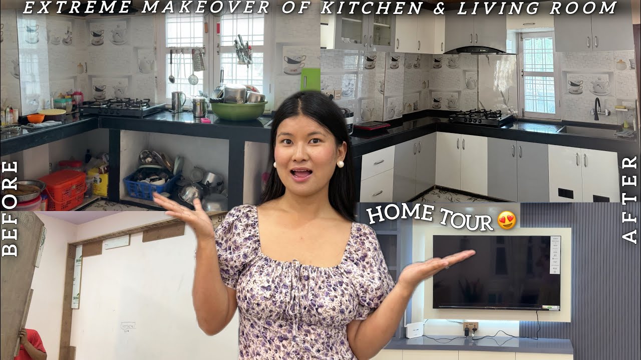 KITCHEN & LIVING ROOM TRASFORMATION 2025 😍|| Home tour ||Anjali MAGAR ...
