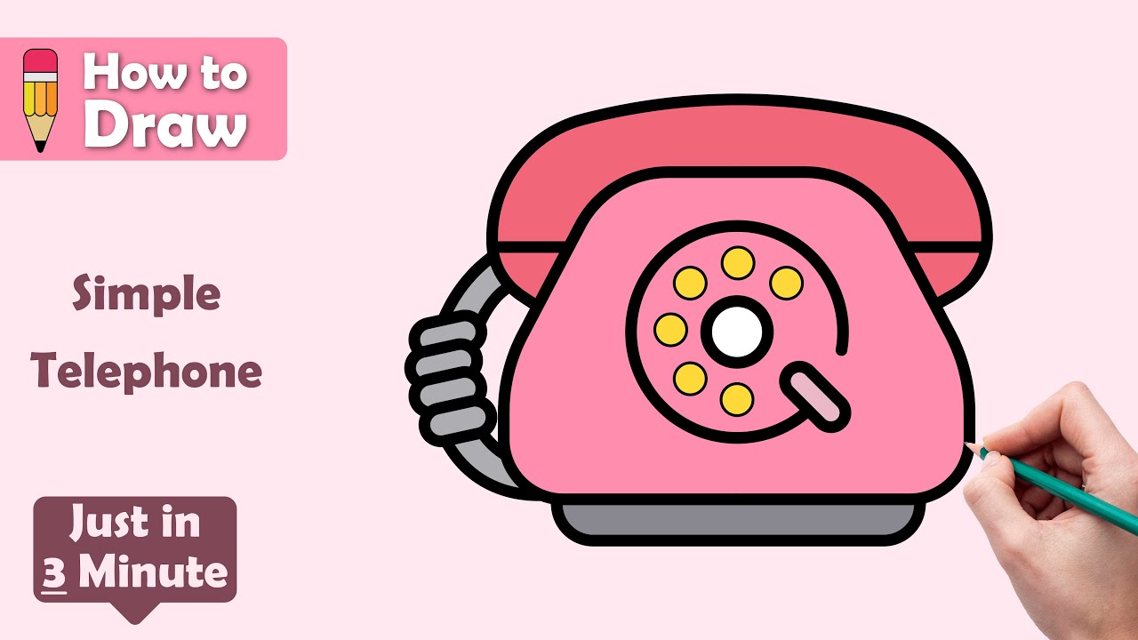 How to Draw a Simple Telephone | Easy Step-by-Step Tutorial - YouTube