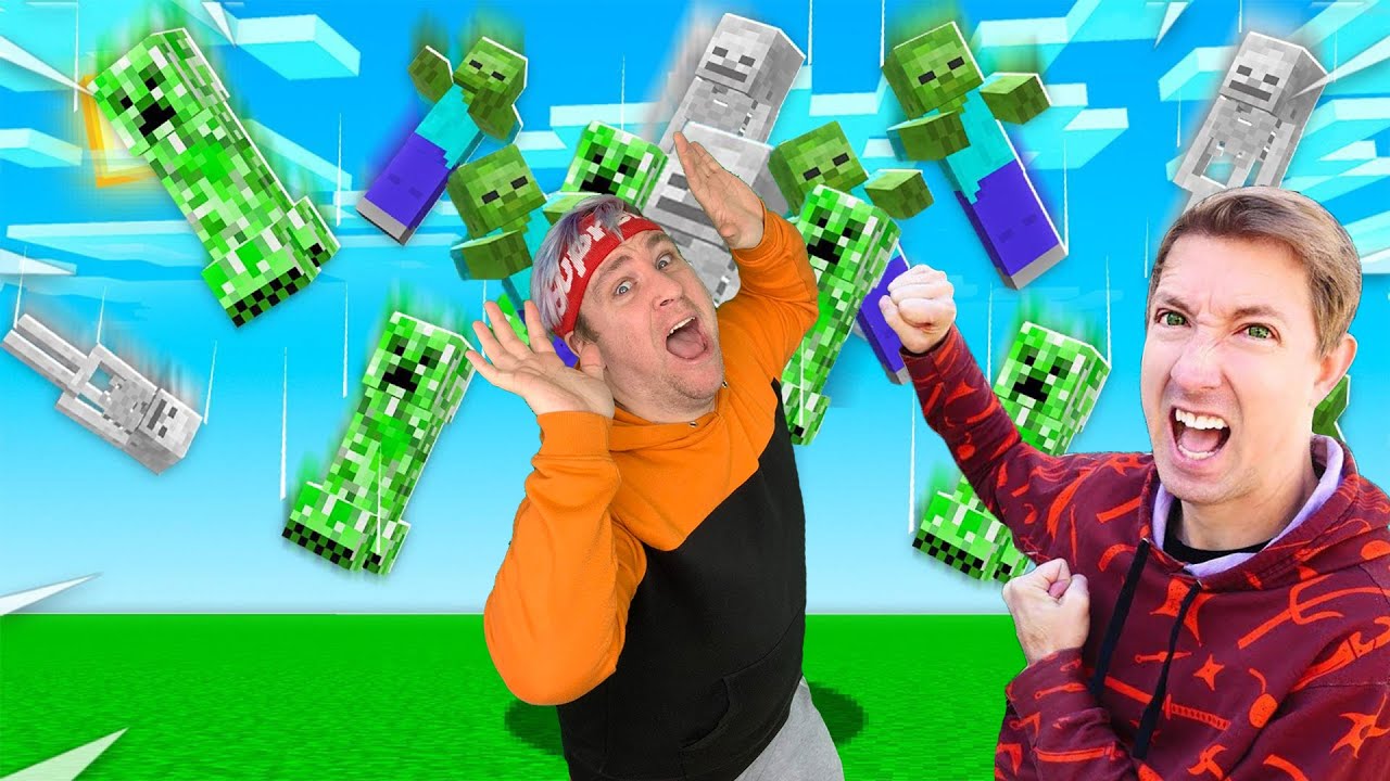 Spy Ninja Chad Wild Clay Minecraft Build DODGE The RAINING MOBS (SCARY ...