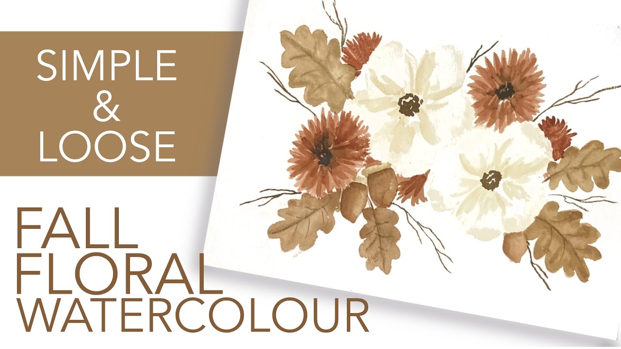 Fall Watercolour Floral - Simple Earthy Toned Floral Tutorial - YouTube