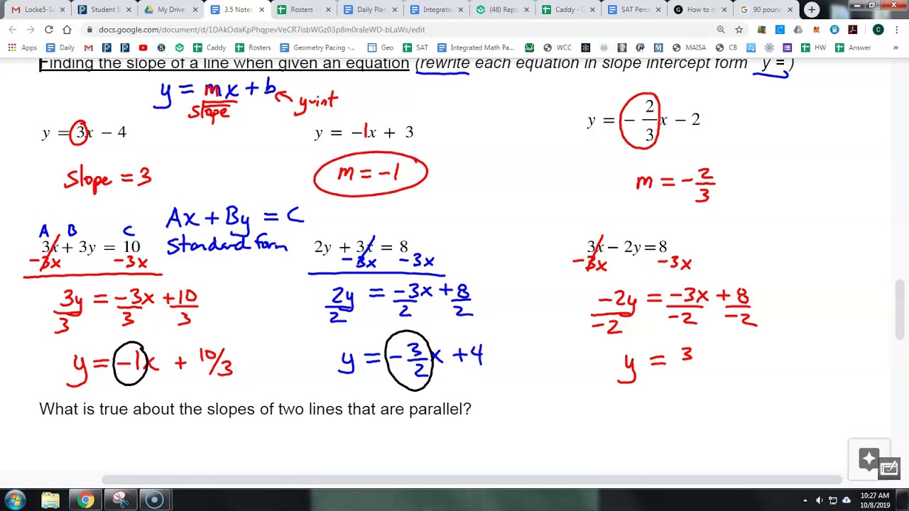 3.5 Video Notes - Finding Slope of Lines - YouTube