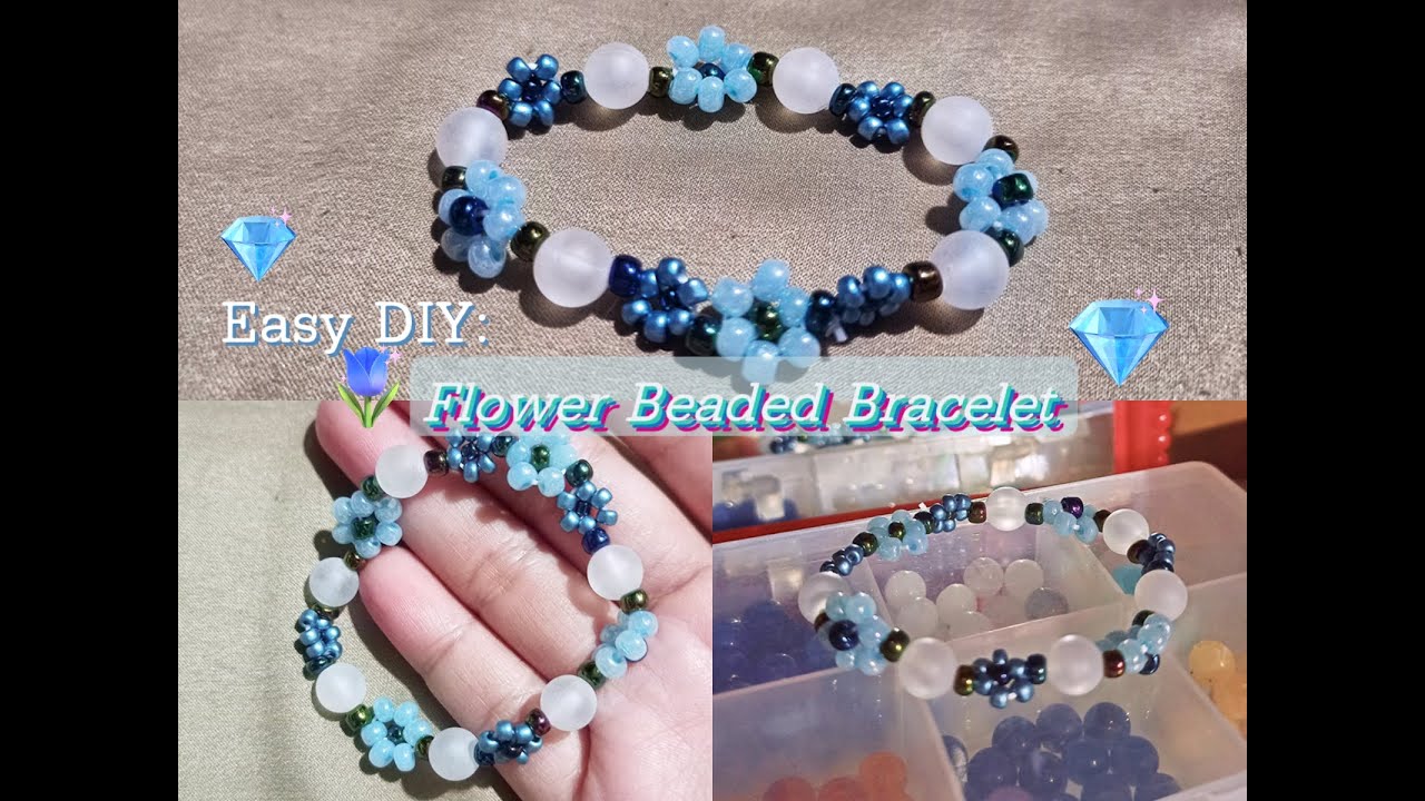 Easy DIY : Blue Themed Beaded Bracelet 💙💙💙 - YouTube