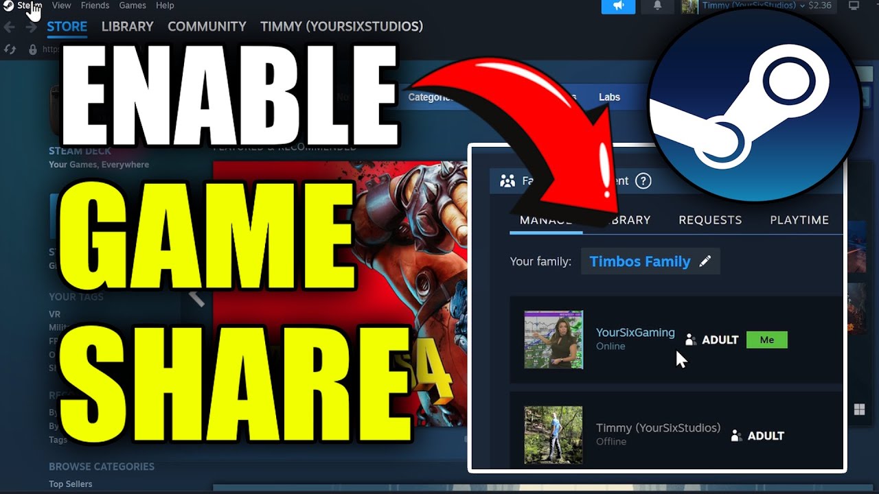 How to Gameshare on STEAM & Install Games (Best Method) - YouTube