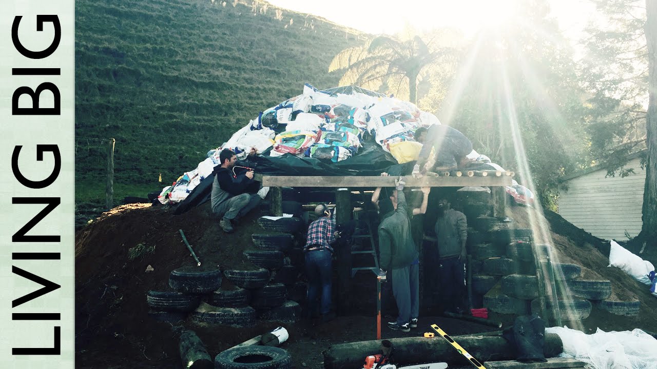 Building an Earthship Survival Shelter - YouTube