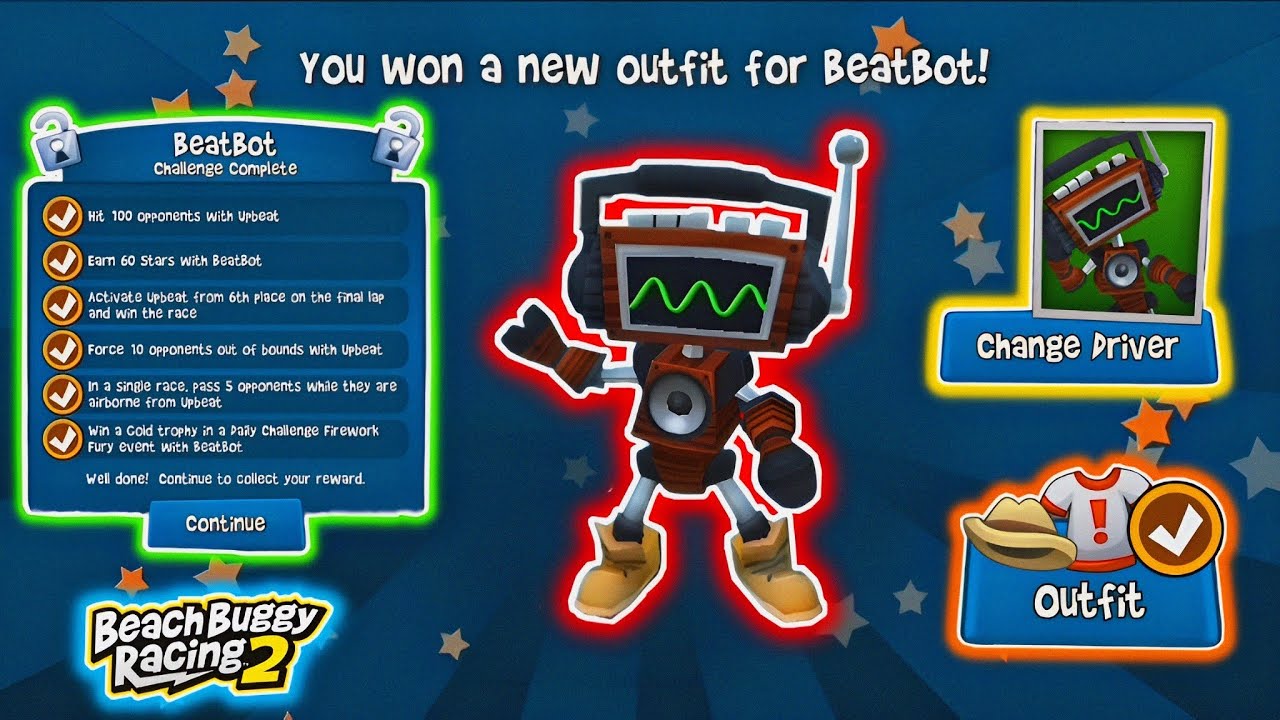 BeatBot 🤖 New Outfit Unlocked 🔓| Activate UpBeat 🎶 | Beach Buggy Racing ...