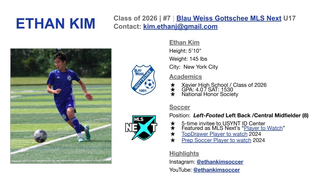 Junior Year Fall Highlights - Ethan Kim | BW Gottschee MLS Next | Left ...