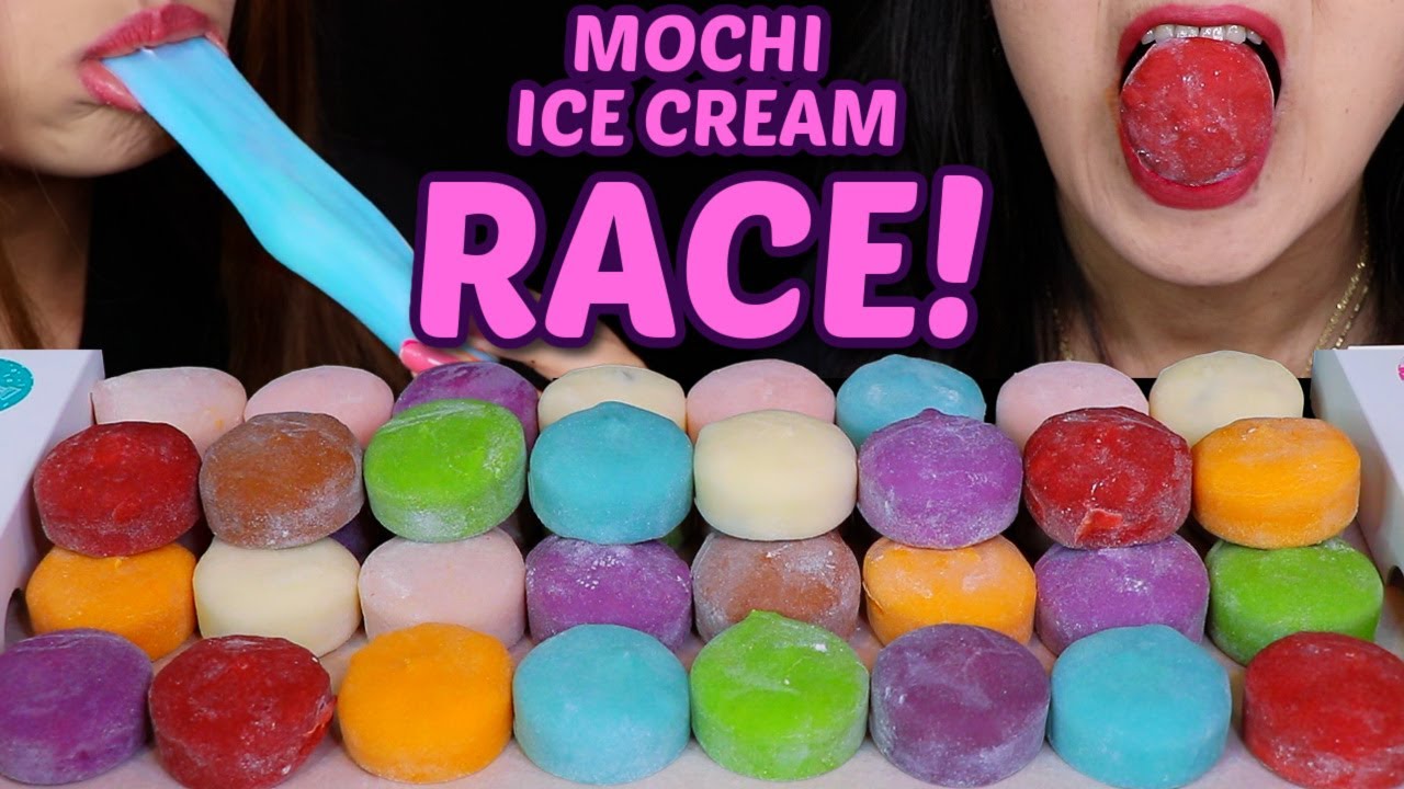 ASMR MOCHI ICE CREAM RACE! (soft and sticky eating sounds) 모찌 아이스크림 리얼 ...