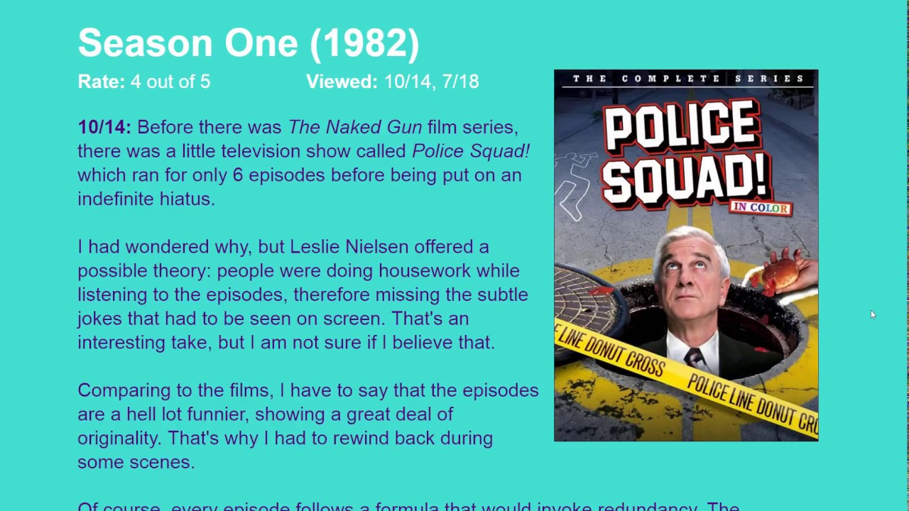 TV Show Review: Police Squad! (1982) [HD] - YouTube