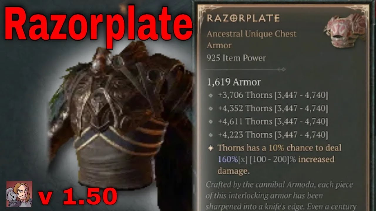 Diablo IV Unique Items - Razorplate (Armor)[v1.5.0] - YouTube