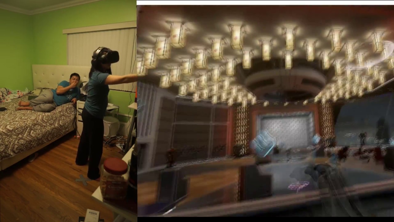 Asian girlfriend plays VR (HTC Vive) - YouTube