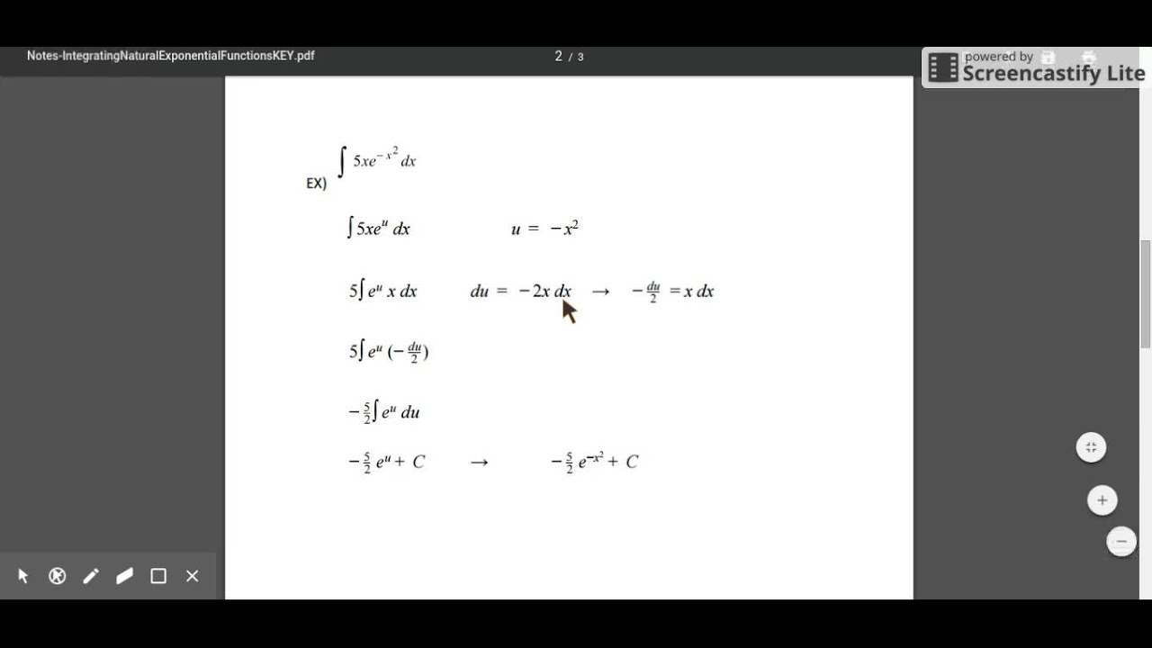 Indefinite Integral of a Natural Exponential Function - YouTube