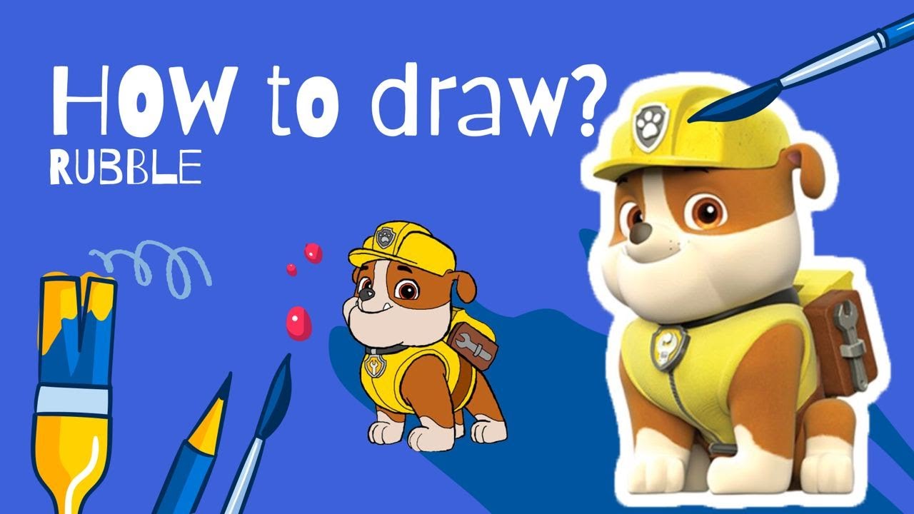 How to draw RUBBLE paw patrol! Simple tutorial step-by-step! - YouTube