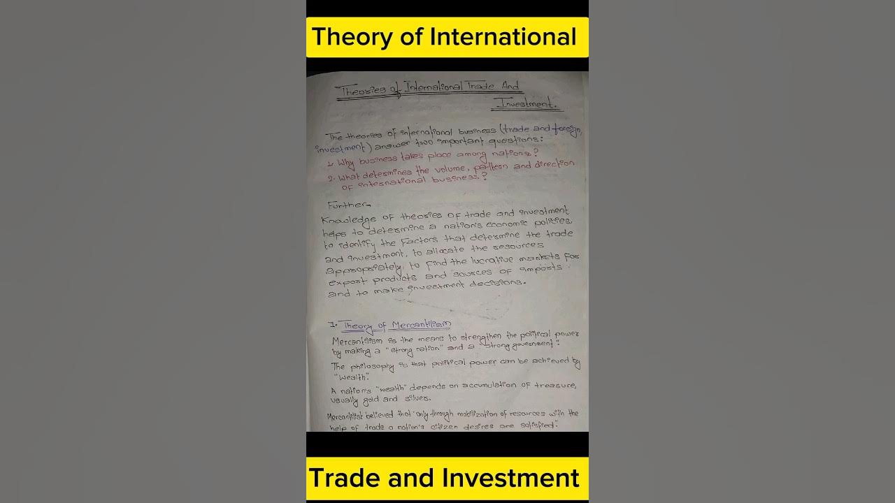 Whole Theories || International Theories of Trade and Investment ...