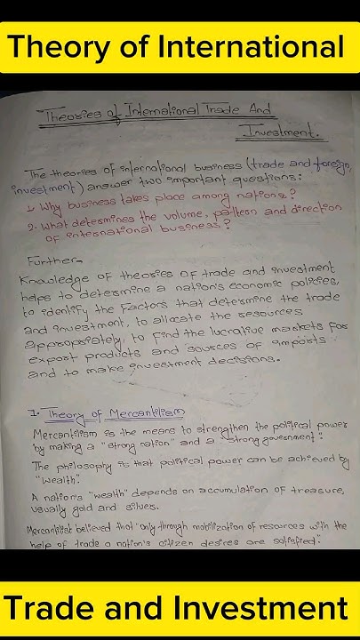 Whole Theories || International Theories of Trade and Investment ...