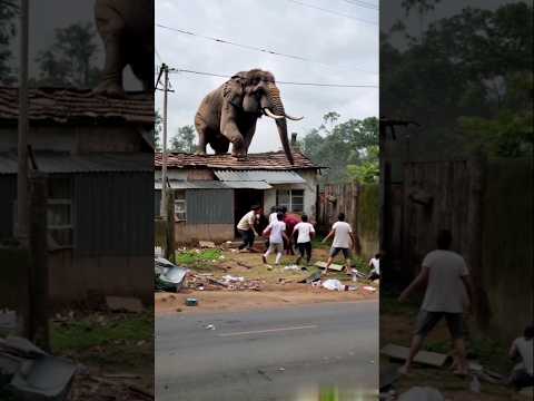 Elephant on roof. #elephantattack #elephant #hathi #shortsfeed #shorts #shortvideo #short #videos