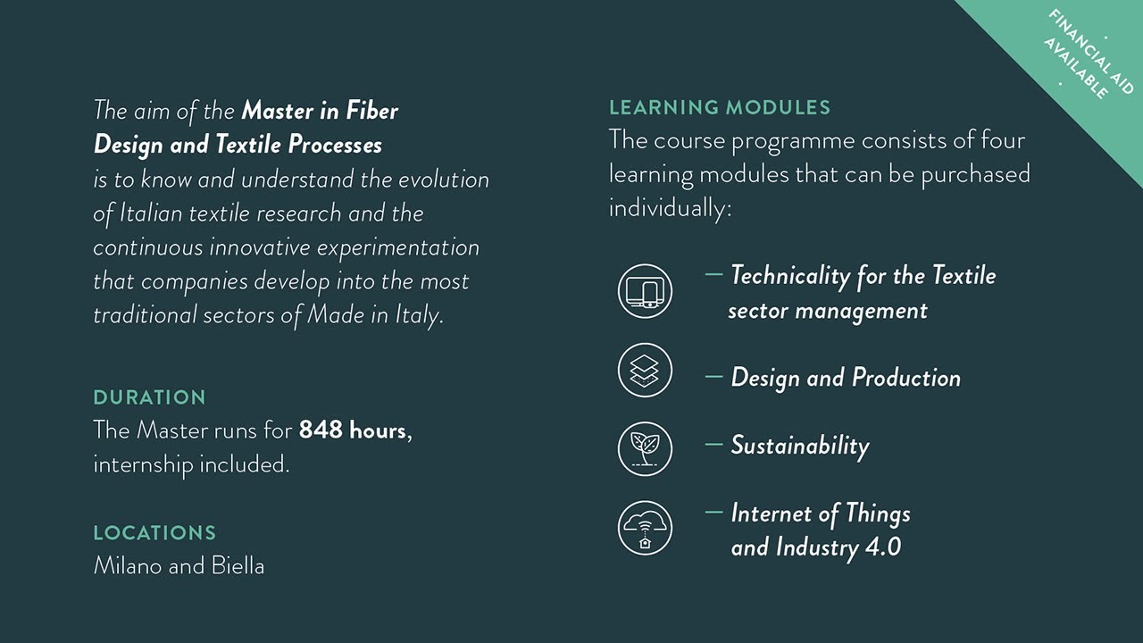 Master Fiber Design and Textile Processes | Presentazione del Master ...