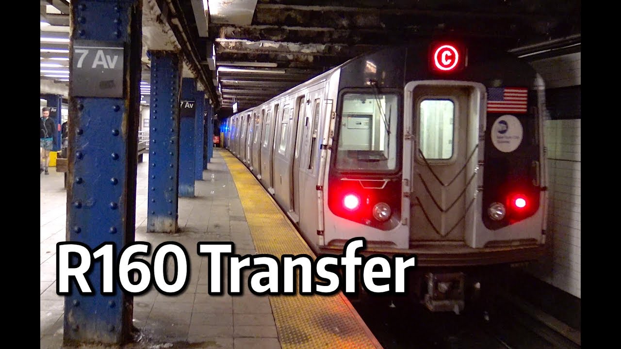 ⁴ᴷ 4-Car R160 C Train Transfer passing 7th Ave-53rd St - YouTube