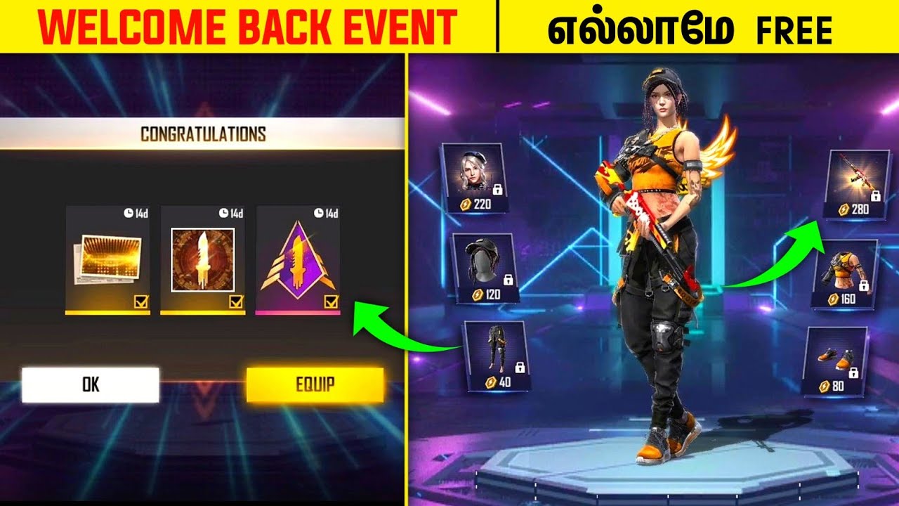 Freefire Welcome Back Event Details In Tamil New Pick Your Gift freefire-welcome-back-event-details-in-tamil-new-pick-your-gift
