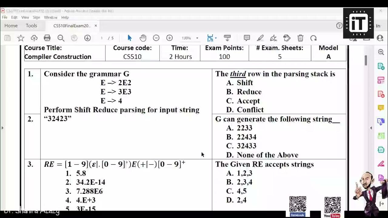 CS510 Compiler Lecture 12 (Exams Answers) - YouTube