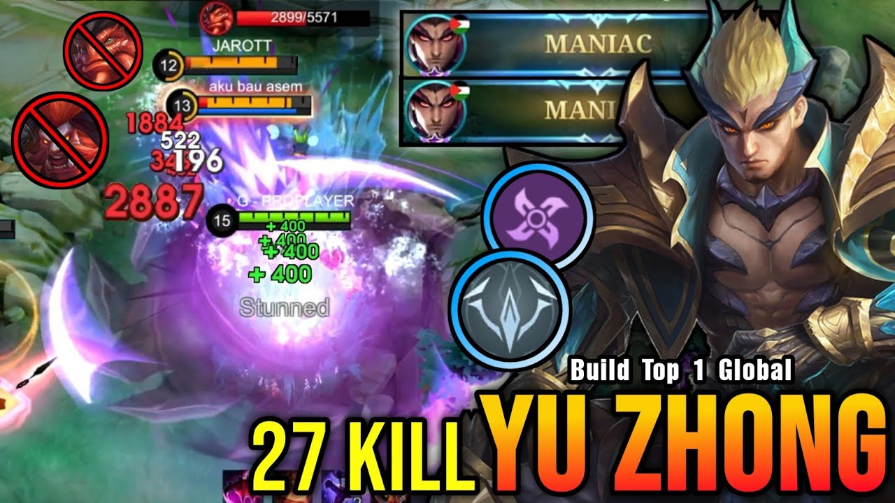 27 Kills + 2x MANIAC!! Yu Zhong The Super Beast!! - Build Top 1 Global ...