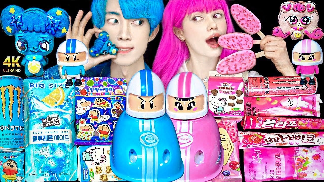 Asmr Ice Cream Pink Blue Party 다양한 블루 핑크 아이스크림 젤리 먹방 Desserts Jelly