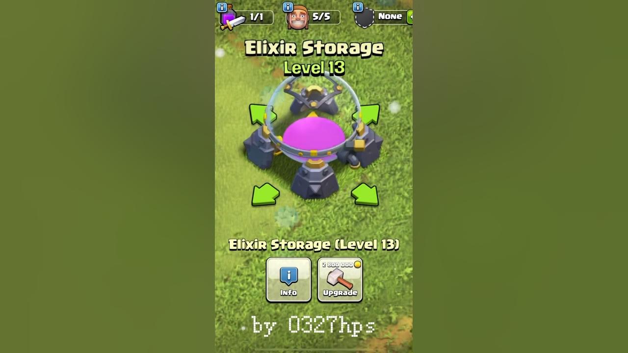 Upgrading Elixir Storage Level 1 to Max Level | 0327hps #0327hps #clashofclans #coc #shorts ...