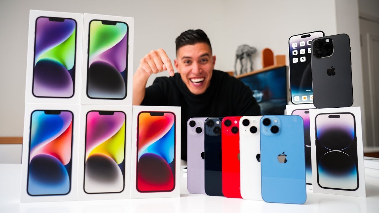 iphone 14 Every Colour Unboxing + Giveaway - YouTube