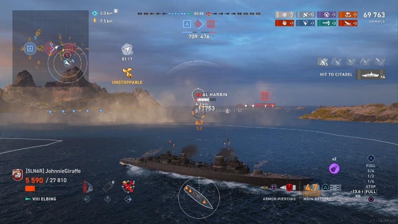 World of Warships: Legends Elbing Quad Citadel - YouTube