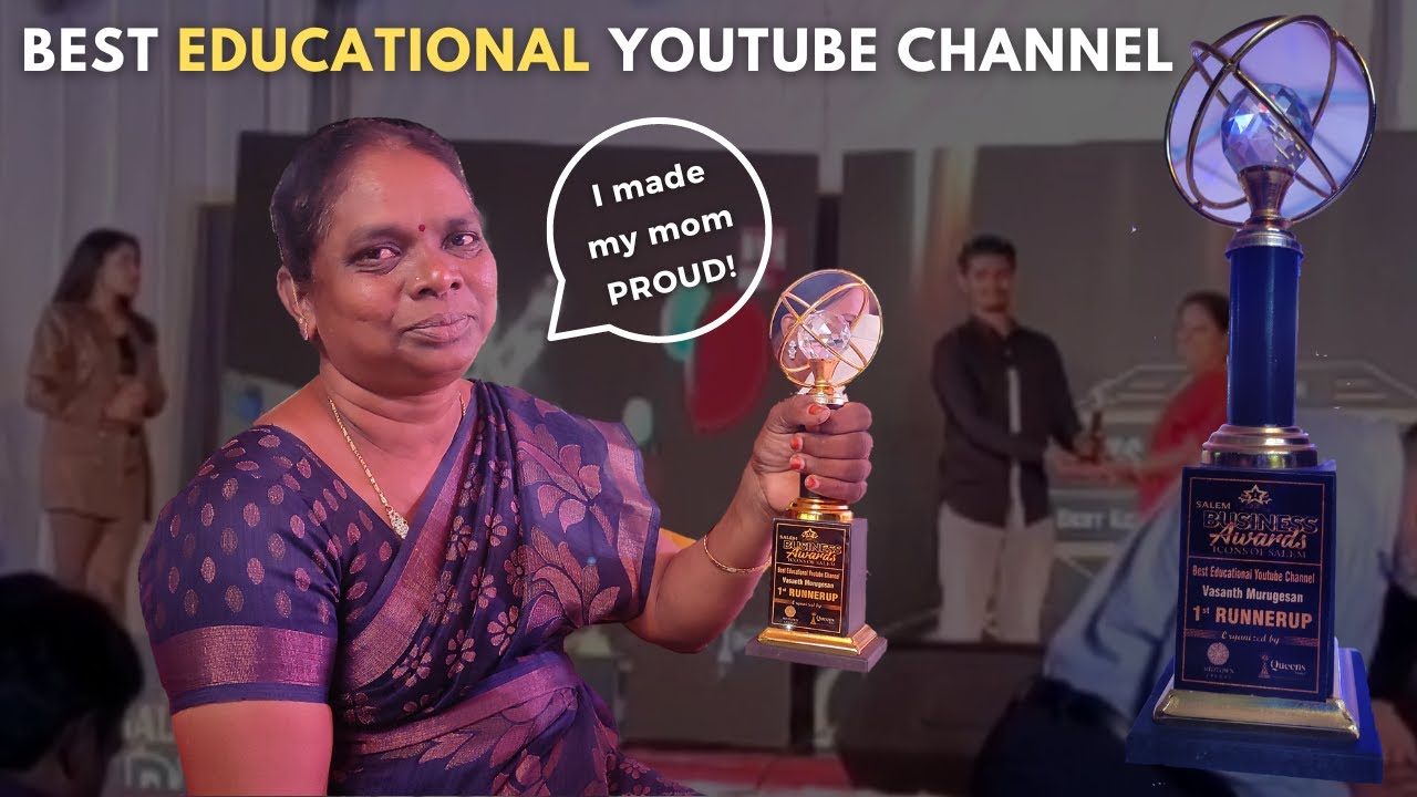 My First Award | Best Educational YouTube Channel 🏆 | Salem Business Awards 2022 - YouTube