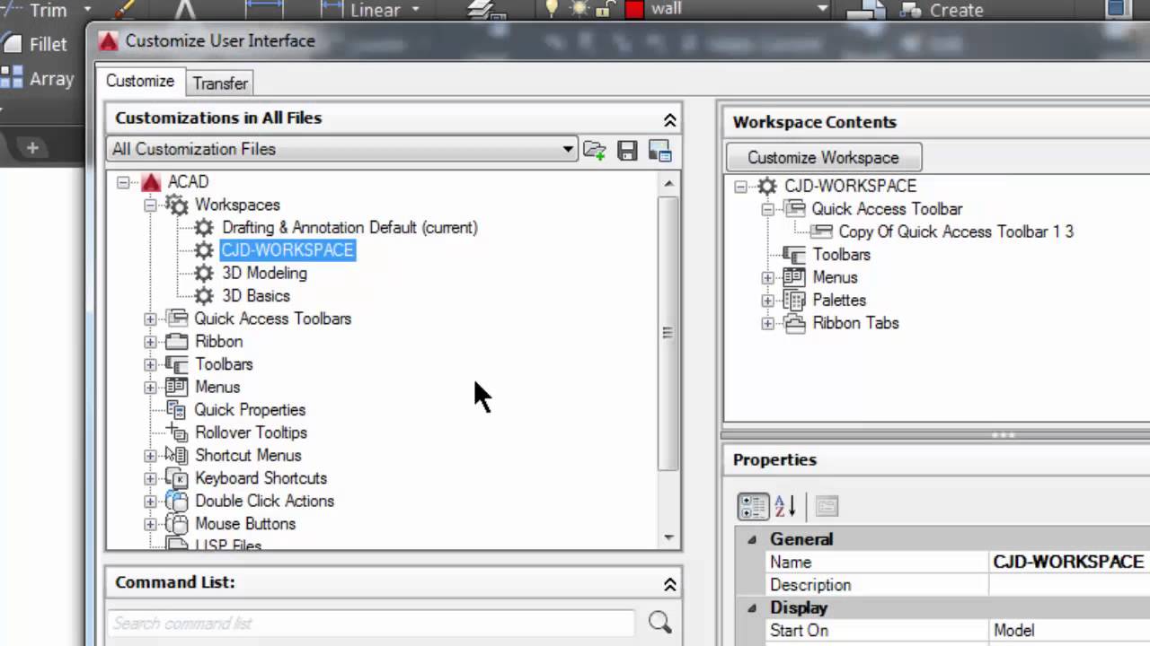 Autocad 2016 - Create a Workspace #70 - YouTube