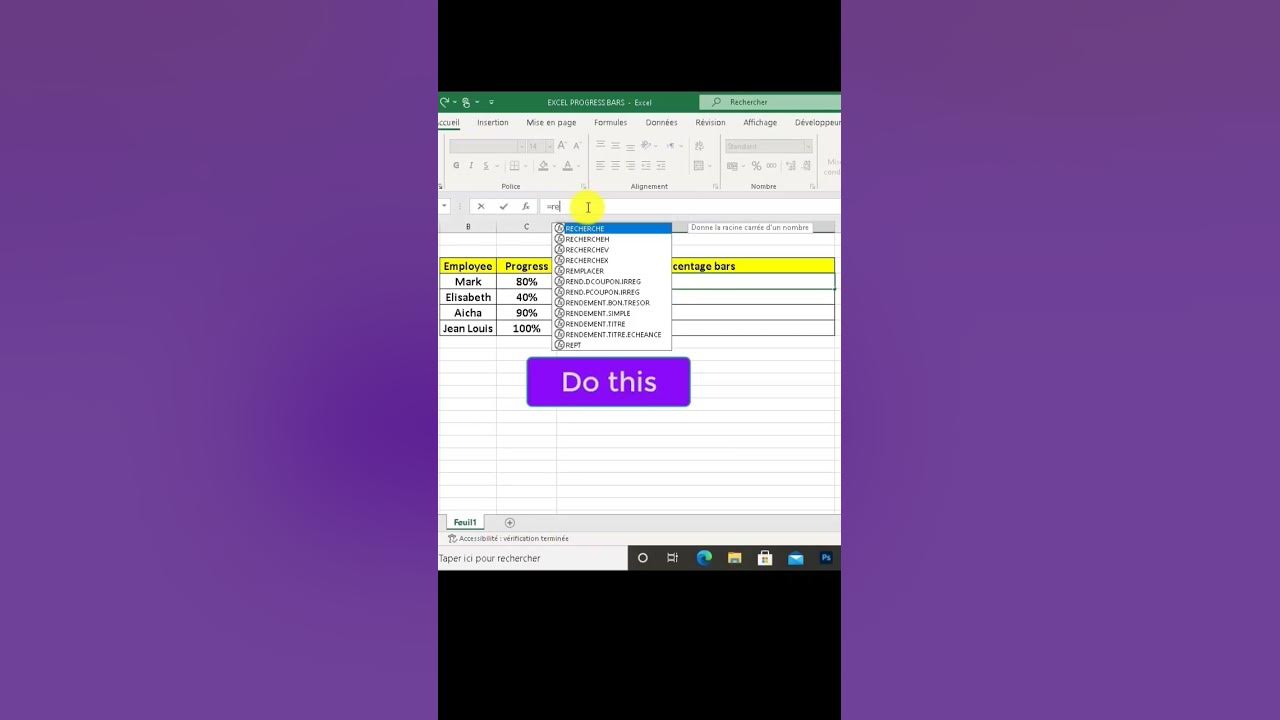 Excel Progress Bars Youtube
