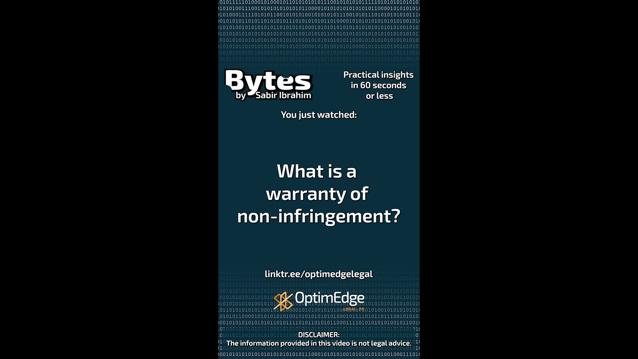 Bytes Episode 107 - What is a warranty of non-infringement? - YouTube